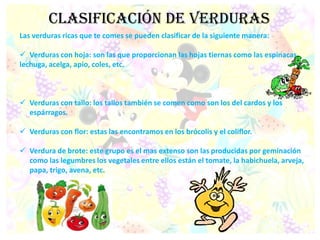 Clasificacion de frutas y verduras | PPTX