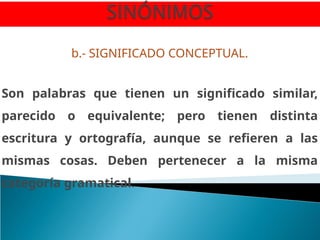 CLASIFICACION DE LAS PALABRAS POR EL SIGNIFICADO.ppt