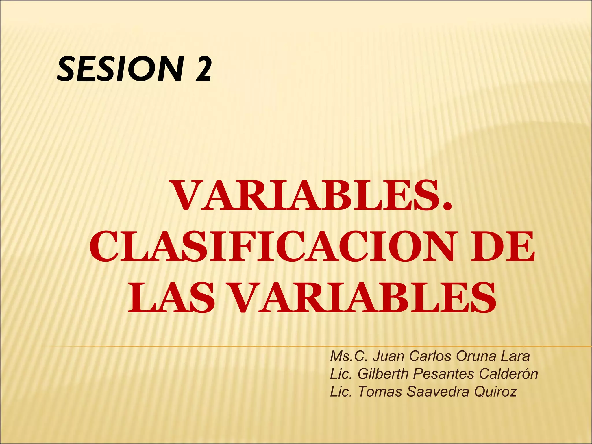 Clasificacion de las variables estadistica | PPT