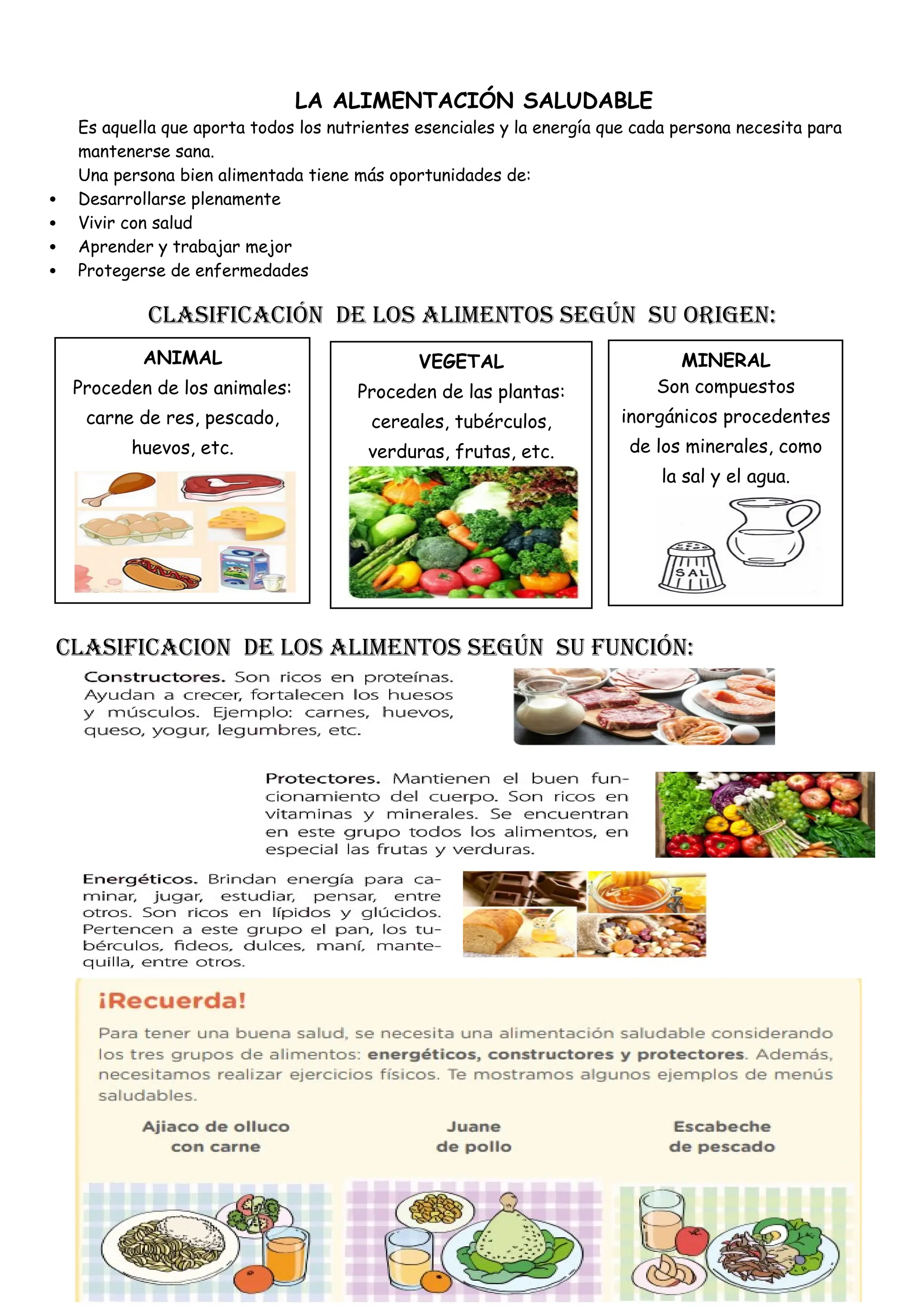 LA CLASIFICACION DE LOS ALIMENTOS NUTRITIVOS | DOCX