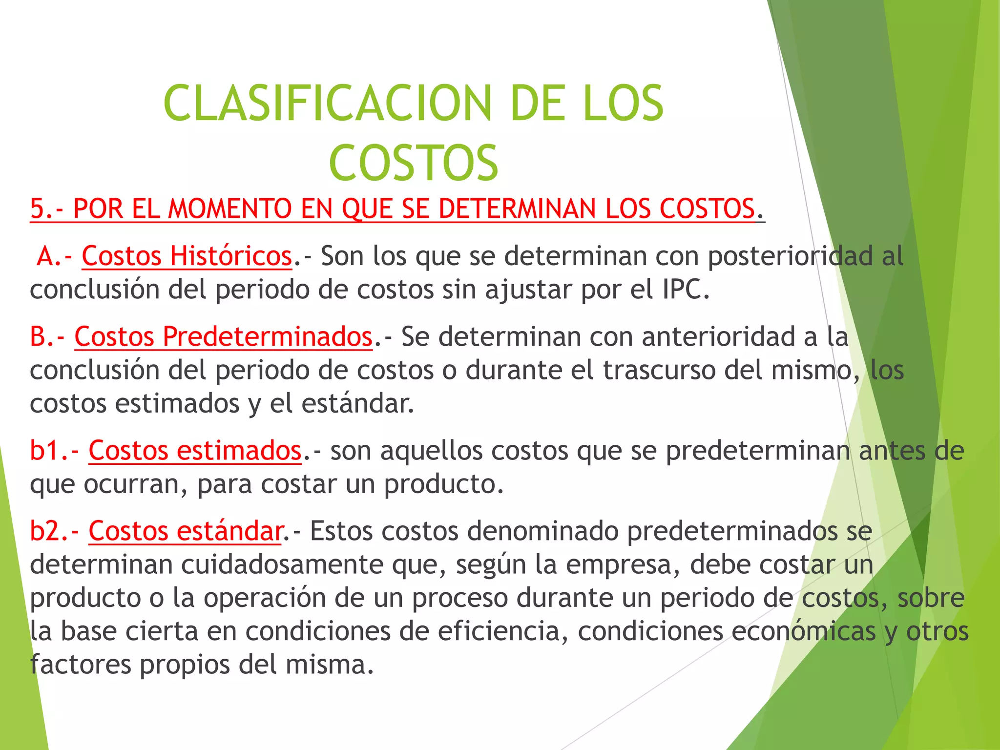 Clasificacion de los costos | PPTX