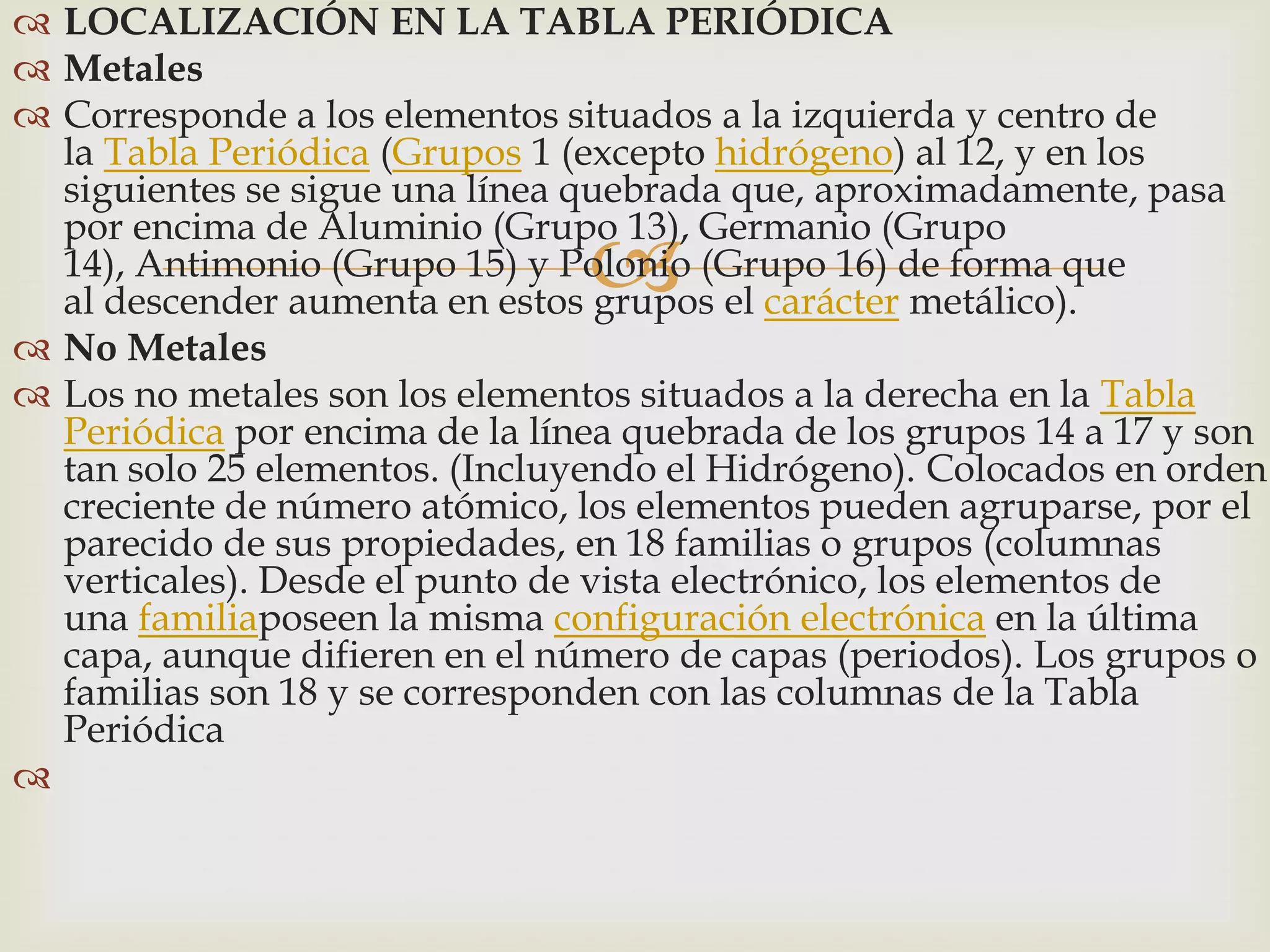Clasificacion de los metales y no metales | PPTX