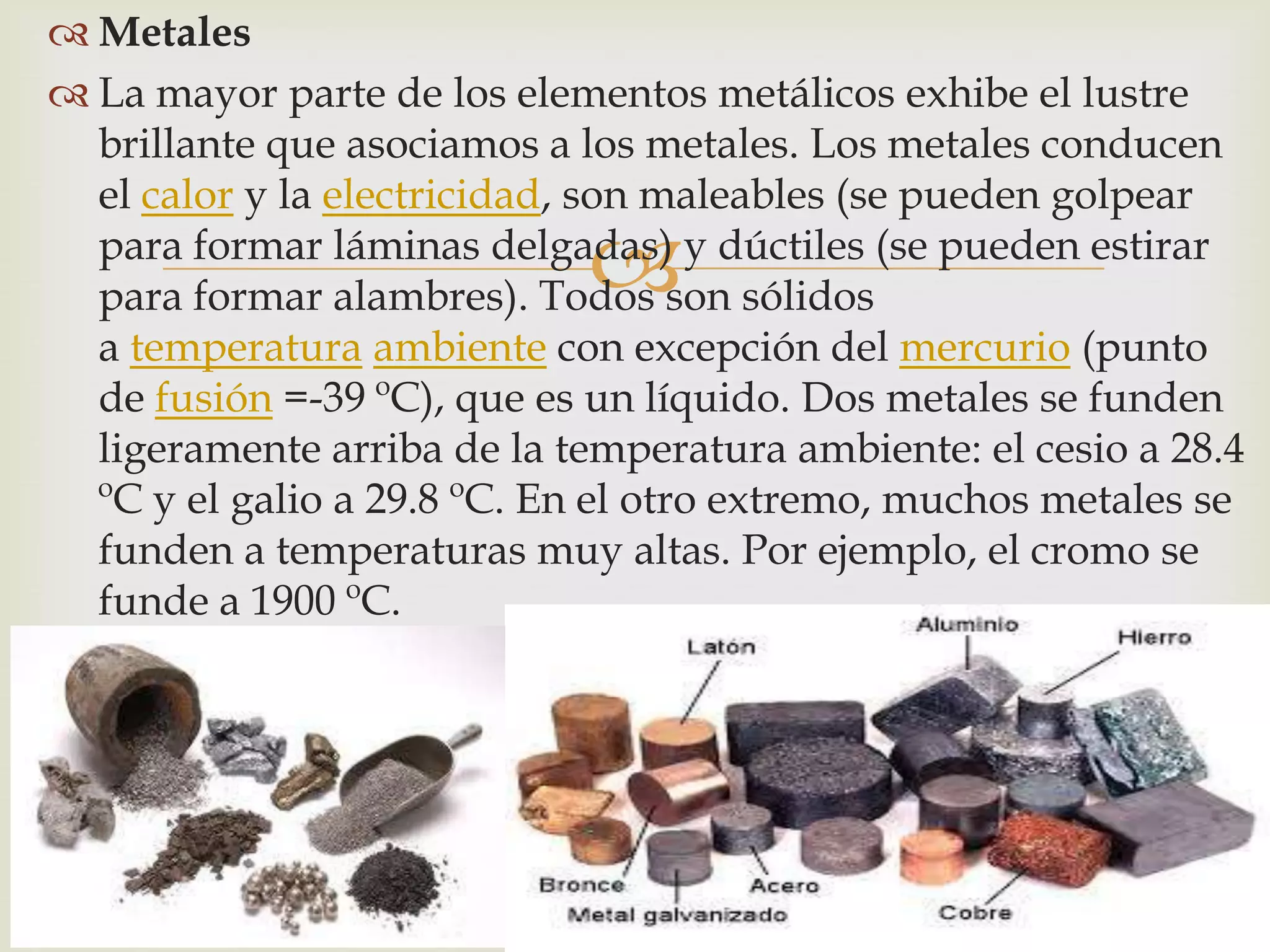 Clasificacion de los metales y no metales | PPTX