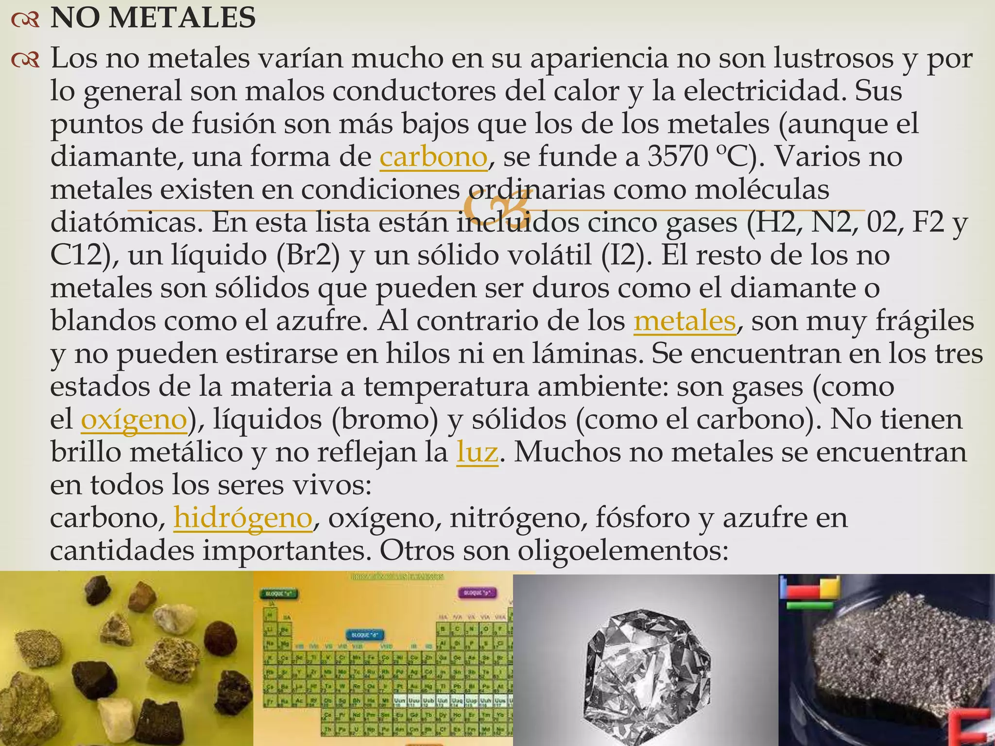 Clasificacion de los metales y no metales | PPTX