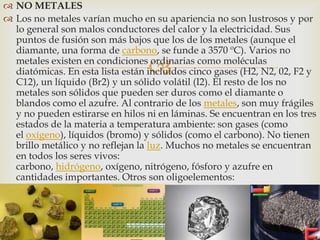 Clasificacion de los metales y no metales | PPTX