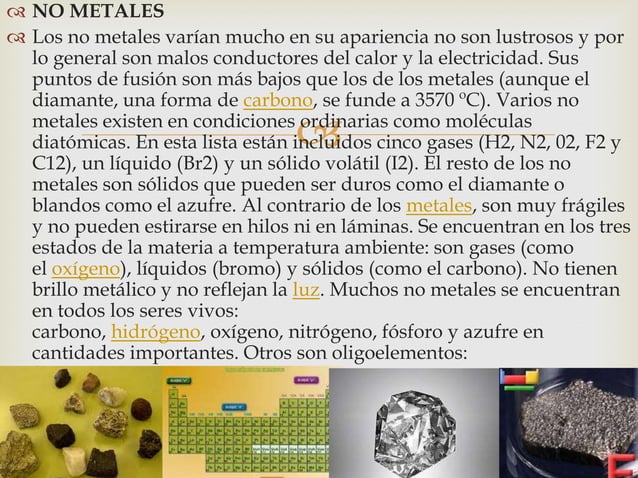 Clasificacion de los metales y no metales | PPTX