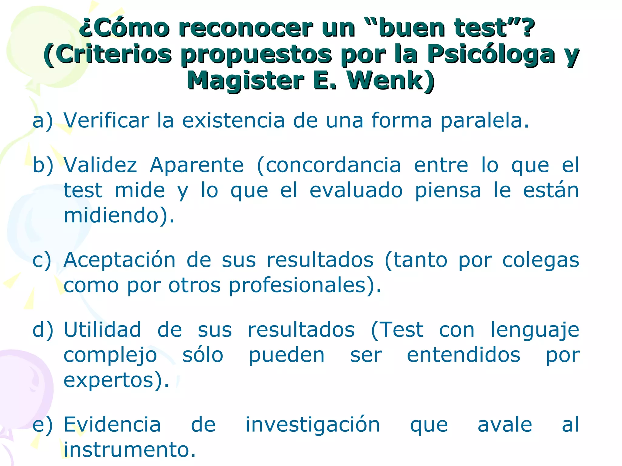 Clasificacionde los tests psicologicos | PPT