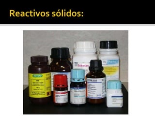 Clasificacion de materiales y reactivos de un laboratorio | PPT