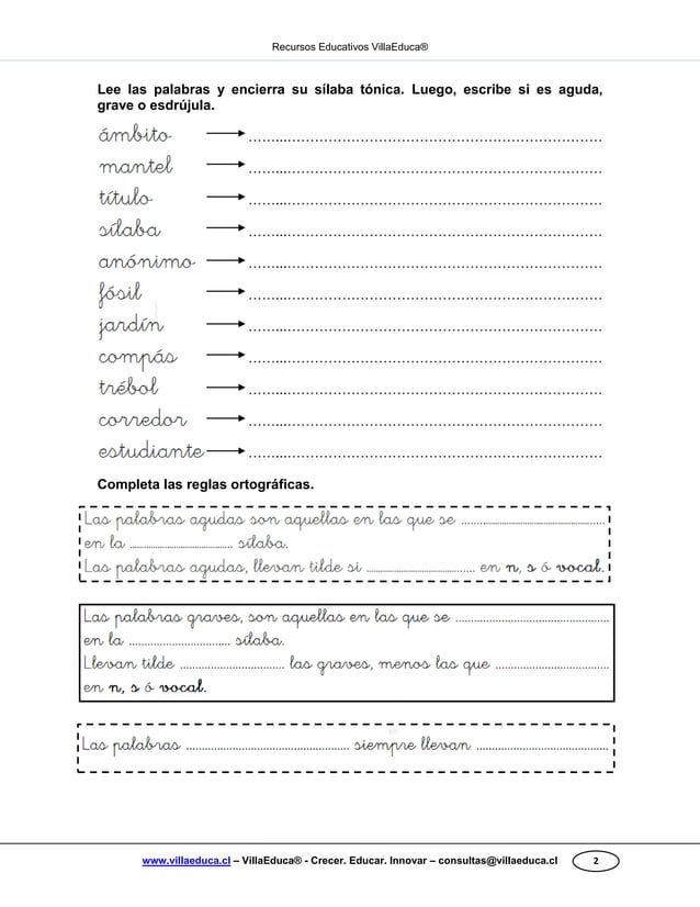 Clasificacion de palabras según su acentuación | PDF