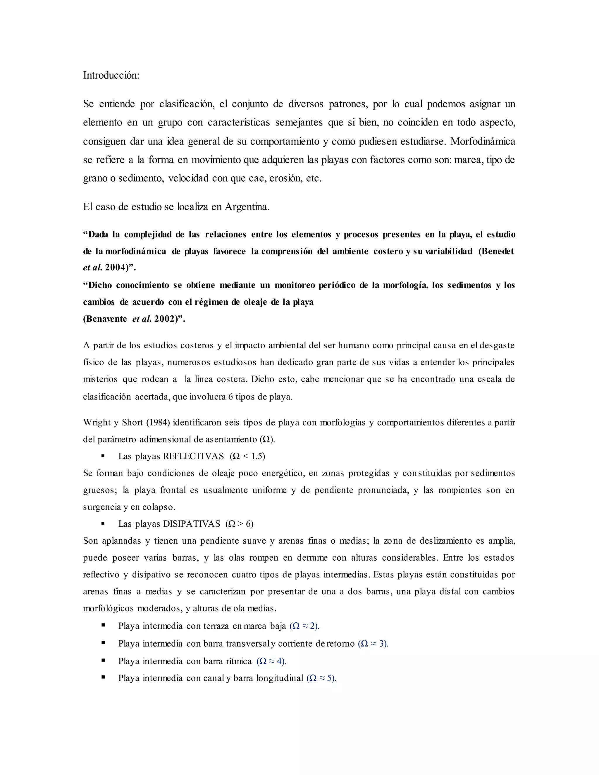 Clasificacion de playas | DOCX