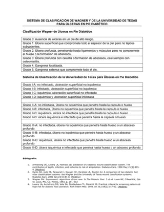CLASIFICACIÓN DE WAGNER Y DE LA UNIVERSIDAD DE TEXAS PARA ÚLCERAS EN ...