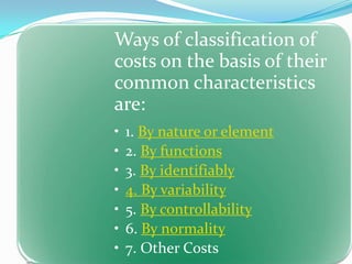 Clasification of costs | PPT
