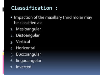 Clasification of ma xillary impacted teeth | PPTX