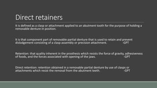 Clasps (Extracoronal Direct Retainers).pptx