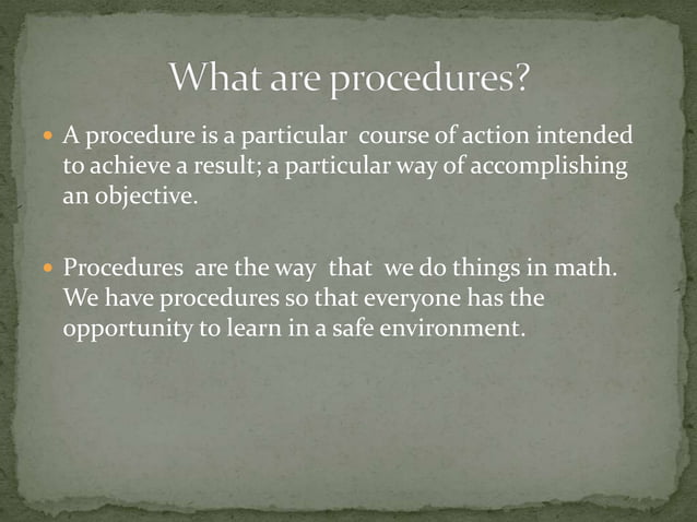 Math Classroom Procedures | PPTX