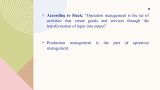 Class-1.pptx Production and operation Management- Introduction | PPTX