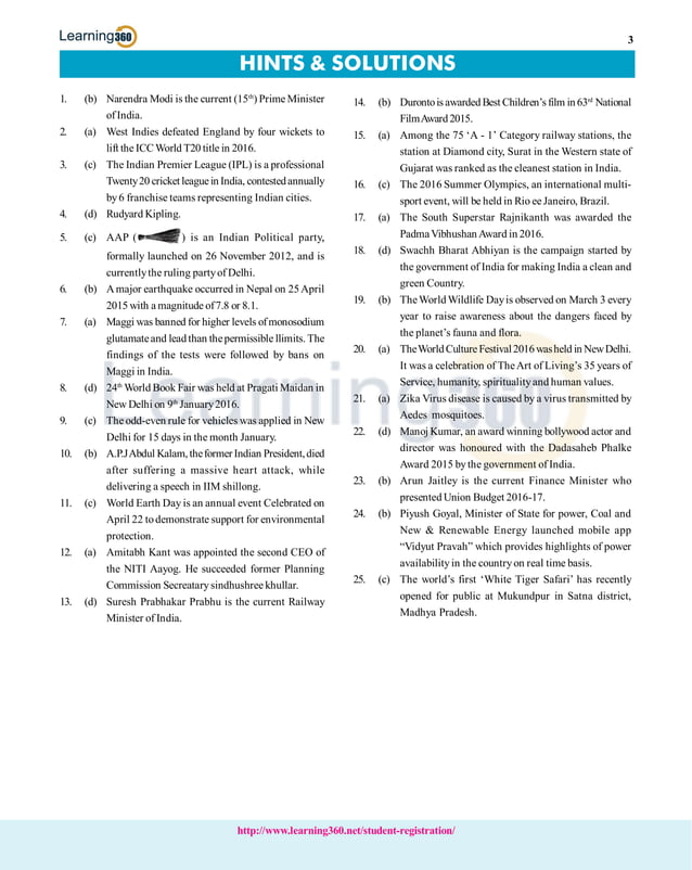 Current Affairs Concept Notes for Class 1 to 5 | PDF