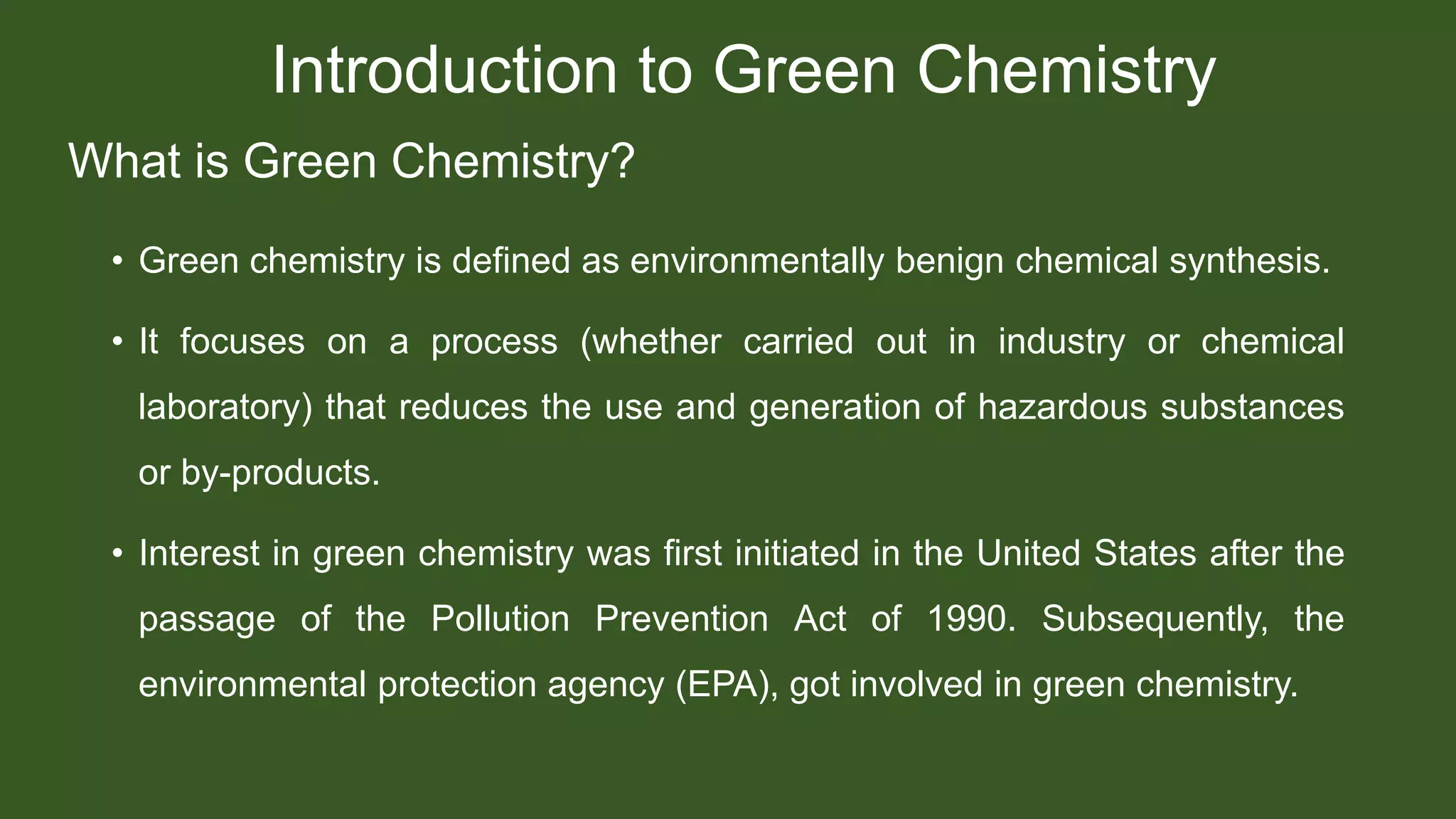 Introduction to Green Chemistry | PDF