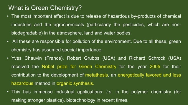 Introduction to Green Chemistry | PPT