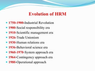 human resource management introduction and evolution | PPTX