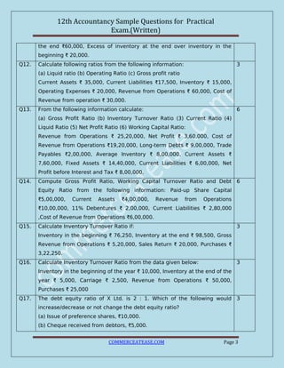 Class 12th Sample Questions For Accountancy Practical | PDF