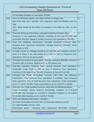 Class 12th Sample Questions For Accountancy Practical | PDF