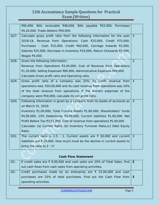 Class 12th Sample Questions For Accountancy Practical | PDF