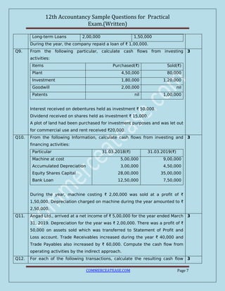 Class 12th Sample Questions For Accountancy Practical | PDF