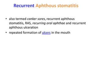 Congenital Syphillis, Reccurent Apthae, Behcets and Reiter's Syndrome ...