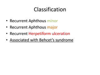 Congenital Syphillis, Reccurent Apthae, Behcets and Reiter's Syndrome ...