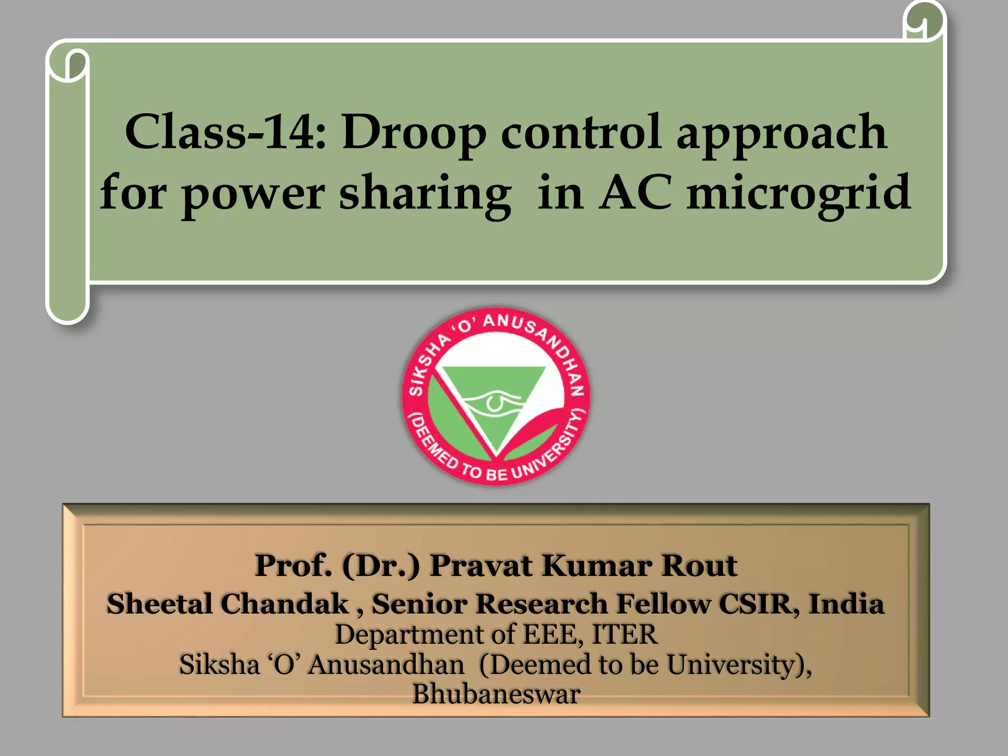 Droop control approach for power sharing in AC microgrid | PDF