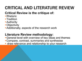 LITERATURE AND CRITICAL REVIEW | PPTX
