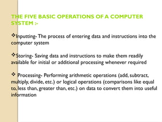 Basic fundamentals component of Computer | PPTX