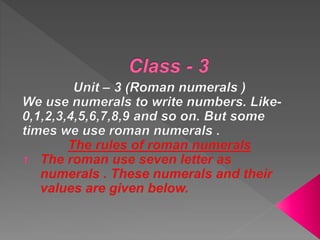 Class - 3roman numereals.pptx | Science