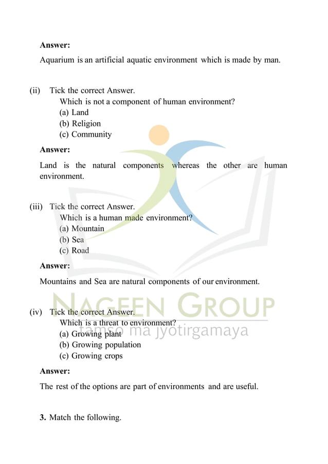 Class 7 Geography NCERT Solution Chapter 1 Environment | PDF