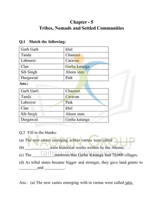 Class 7 History NCERT Solution Chapter 5 Tribes, Nomads and Settled ...