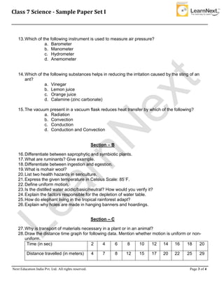 Class 7-science-set-i-sample-papers | PDF