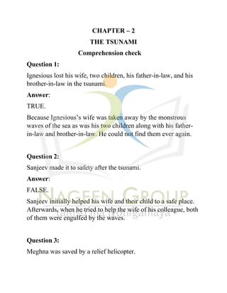 Class 8 English Honeydew (Prose) NCERT Solutions Chapter 2 The Tsunami ...