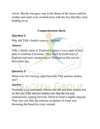 Class 8 English Honeydew (Prose) NCERT Solutions Chapter 2 The Tsunami ...