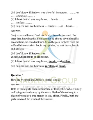 Class 8 English Honeydew (Prose) NCERT Solutions Chapter 2 The Tsunami ...