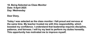 class - 9 diary entry classes by vivek sir | PDF