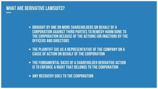 Class-action vs. Derivative Shareholder Lawsuits | PPTX