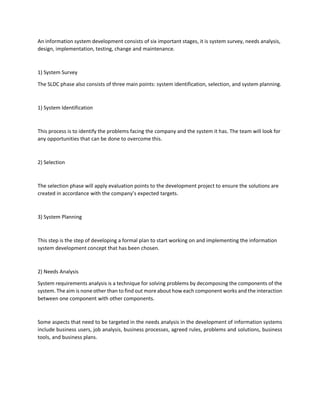 Class - Approaches to the development of information systems | PDF