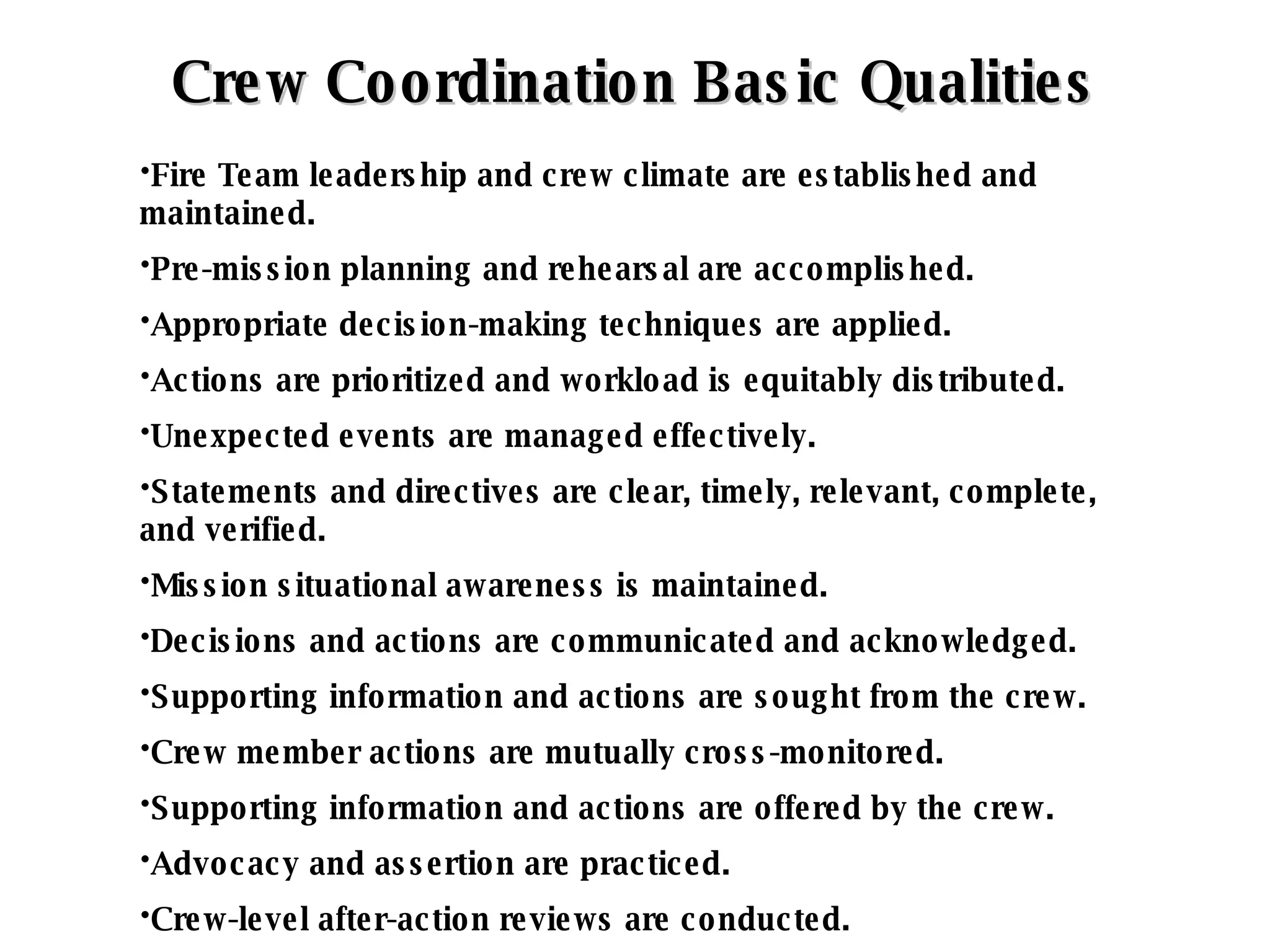 Class Crew Coordination | PPS