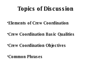 Class Crew Coordination | PPS