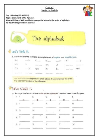 Class i english (week-1) april 21 | PDF