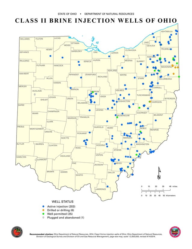 Map: Class II Brine Injection Wells of Ohio | PDF