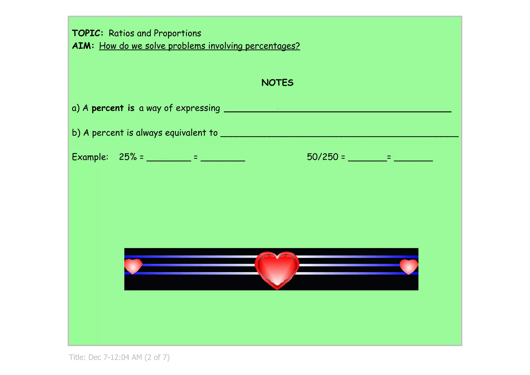Class Presentation Basic Percentage Problems | PPT
