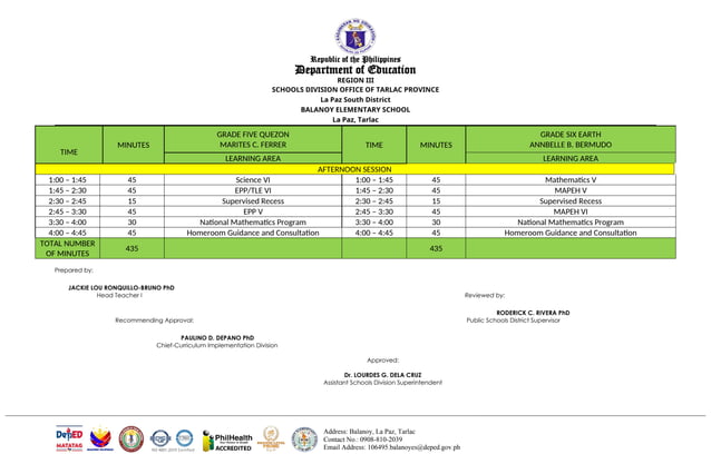 MATATAG CLASS-PROGRAM-GRADE-5-AND-6-edited.docx | Professional School ...