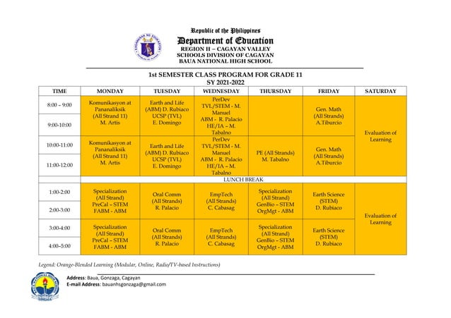 Class-Program-SHS-1st-Sem.pdf | Educational Assessment | Education